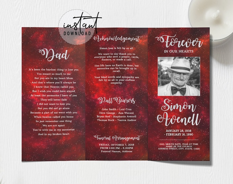 Funeral Bundle Set Funeral Program Template Funeral Program - Etsy