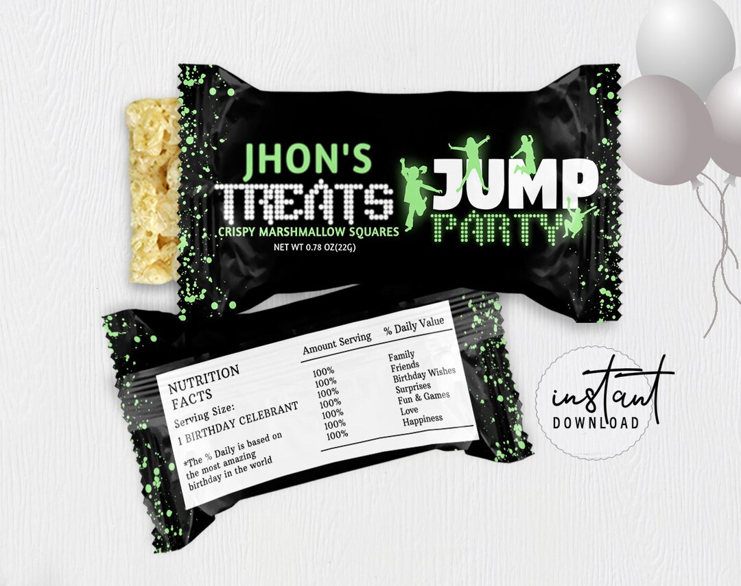 Jump Rice Treat Wrapper, Jump Birthday Theme, Editable Rice Treat ...