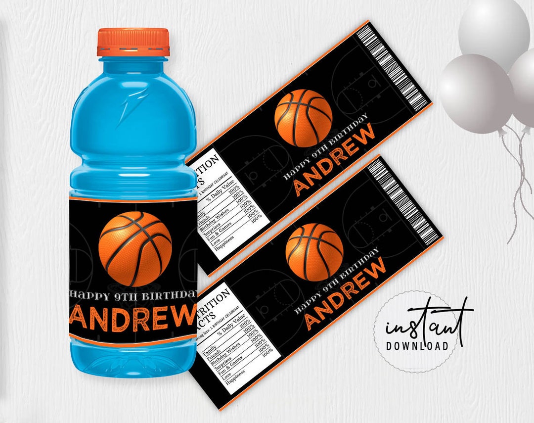 Basketball Gatorade Bottle Label, Gatorade Birthday Label, Basketball ...