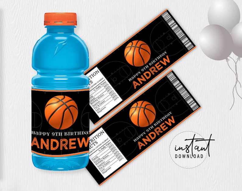 Basketball Gatorade Bottle Label, Gatorade Birthday Label, Basketball ...