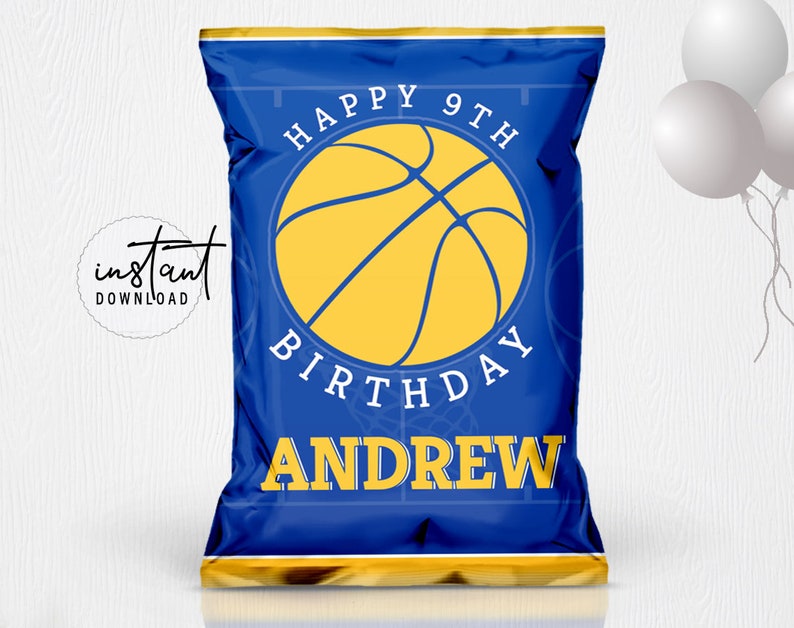 Basketball Chip Bag Label Chip Bags Party Favor Blue and - Etsy