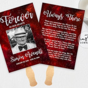 Funeral Program Fan, Funeral Fans Template, Red Galaxy Theme, Obituary ...