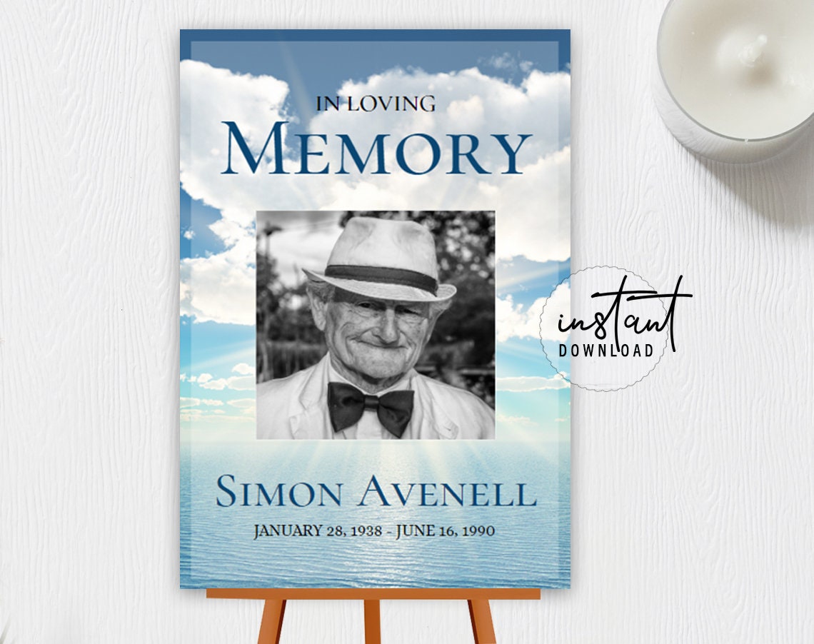 Funeral Welcome Sign Welcome Sign Template Blue Sky Water - Etsy