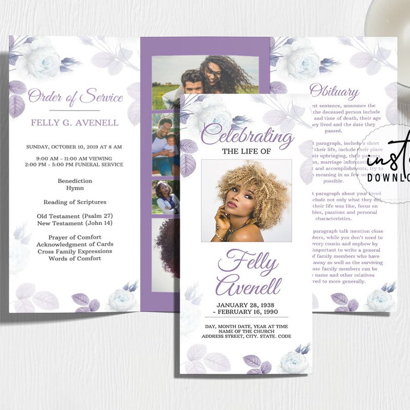 Purple Theme Obituary - Etsy
