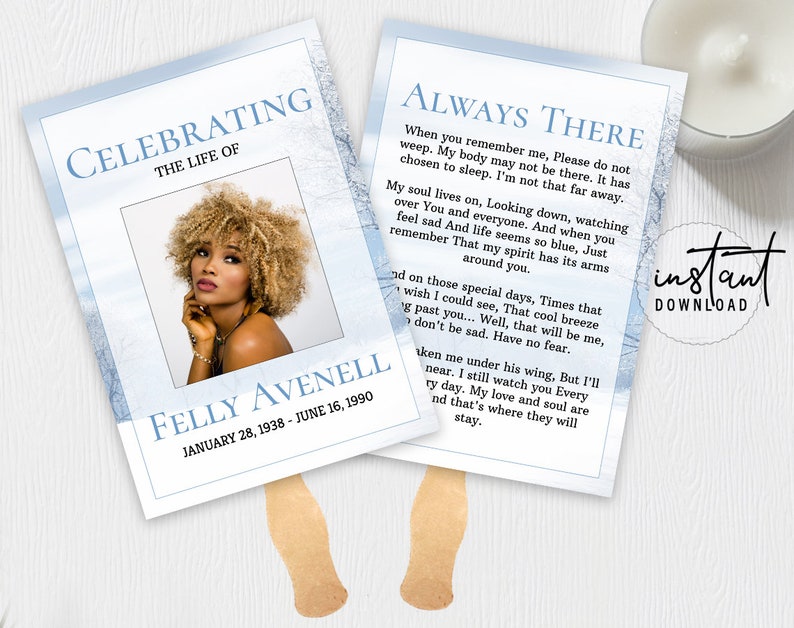 Funeral Program Fan Funeral Fans Template Winter Theme - Etsy