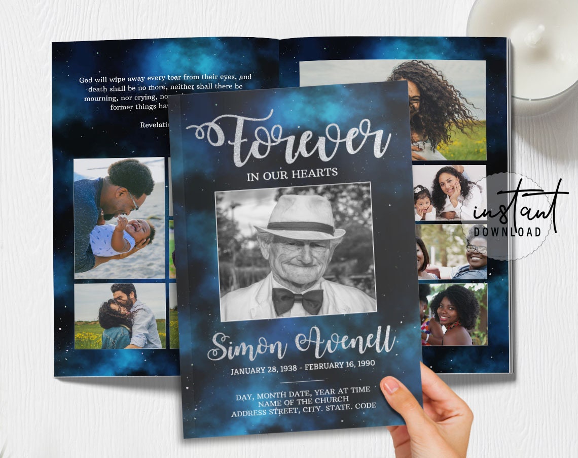 8 Page Funeral Program Template Editable Funeral Program - Etsy