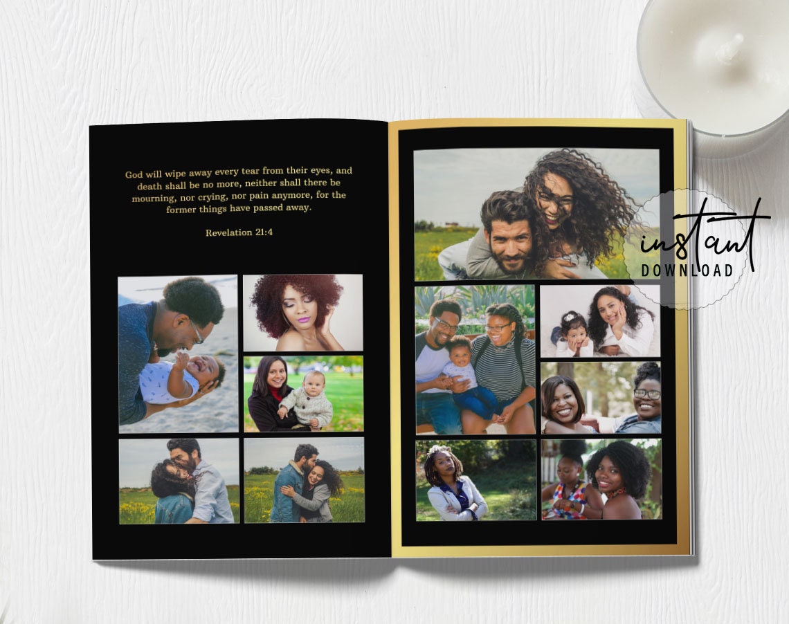 8 Page Funeral Program Template Editable Funeral Program - Etsy