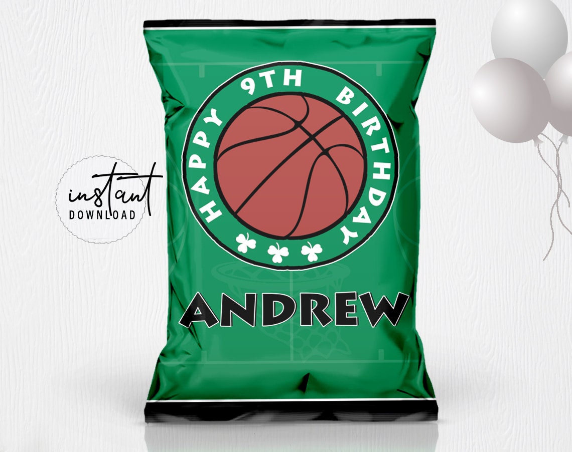 Basketball Chip Bag Label Chip Bags Party Favor Green - Etsy