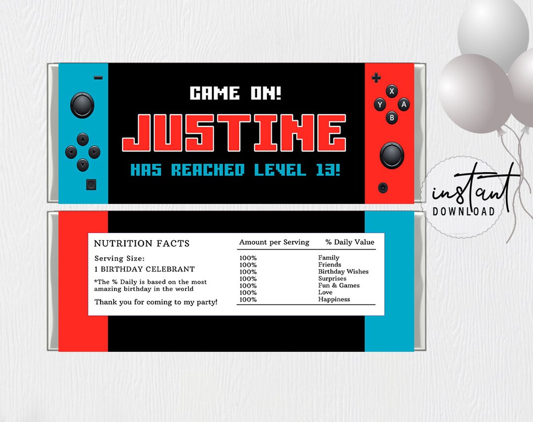 Video Game Hershey Bar Wrapper Template, Chocolate Bar Wrapper, Video ...