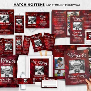 4 Page Funeral Program Template, Editable Funeral Program, Red Galaxy ...