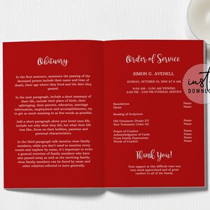 4 Page Funeral Program Template, Editable Funeral Program, Obituary ...