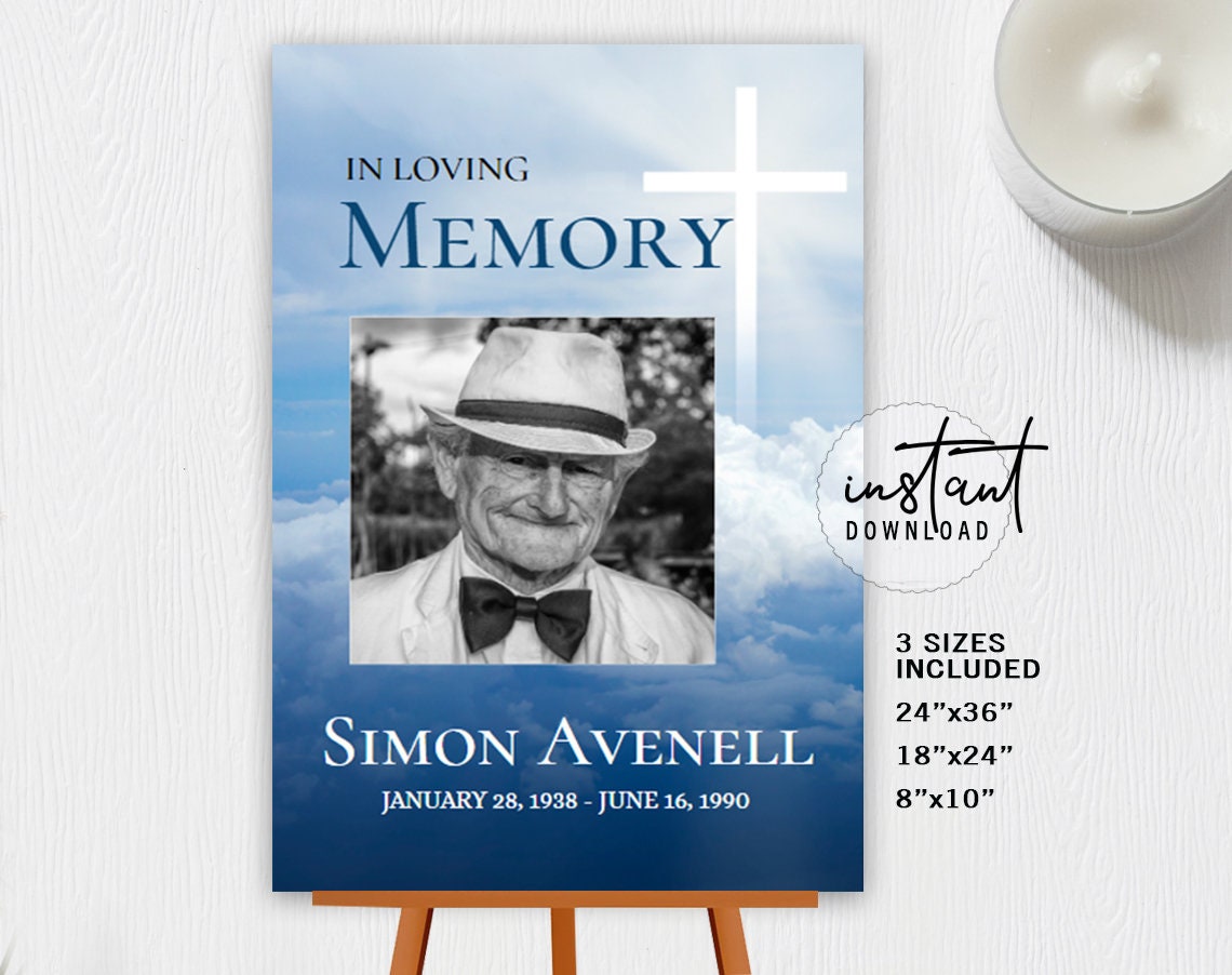 Funeral Welcome Sign Welcome Sign Template Blue Sky Cross - Etsy