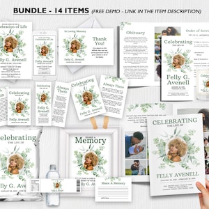 Funeral Bundle Set, Funeral Program Template, Funeral Program, Green ...