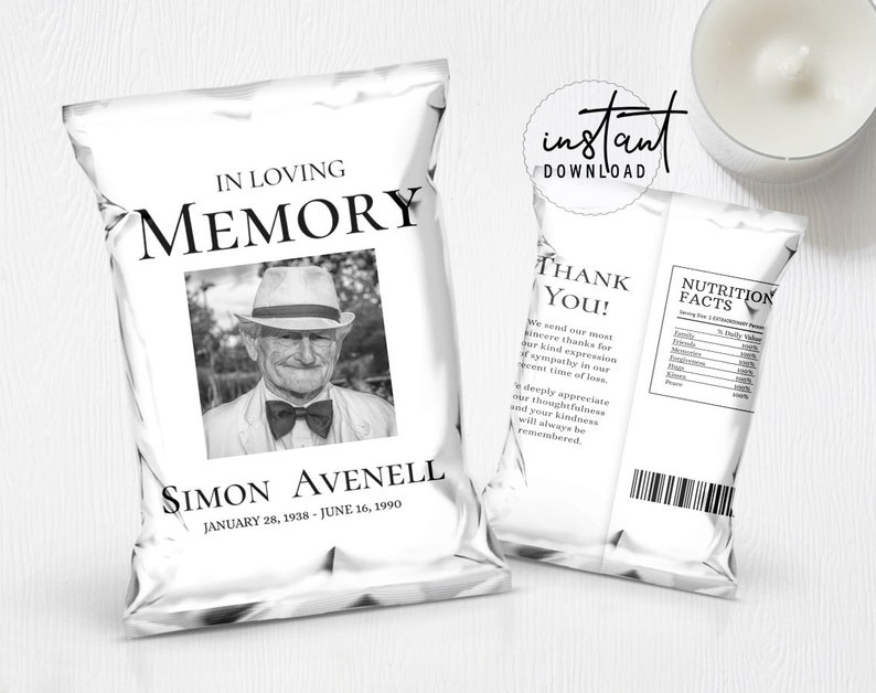 Funeral Chip Bag Label Memorial Chip Bag Minimalist Simple - Etsy