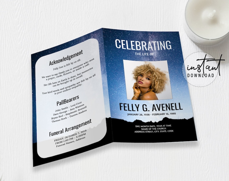 8 Page Funeral Program Template Editable Funeral Program - Etsy