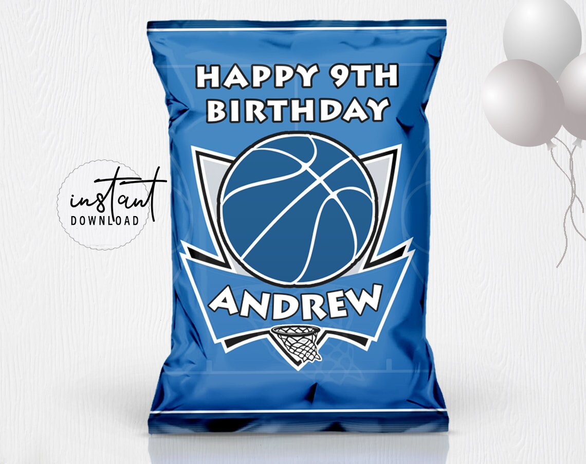 Basketball Chip Bag Label Chip Bags Party Favor Blue - Etsy
