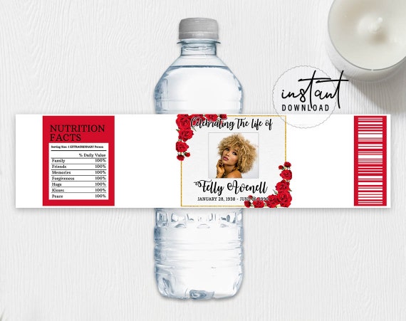 Funeral Water Bottle Label Memorial Water Bottle Red Roses - Etsy