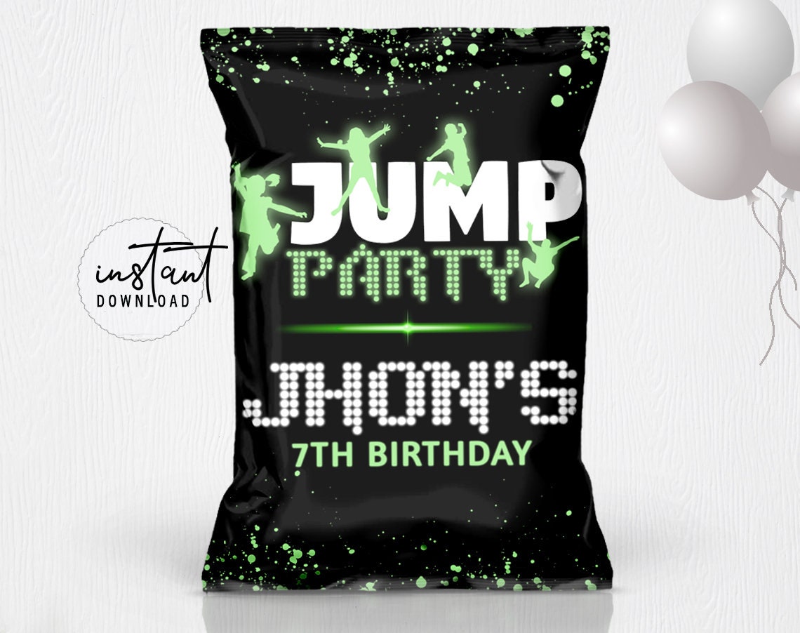 Jump Chip Bag Label Chip Bags Party Favor Jump Birthday - Etsy