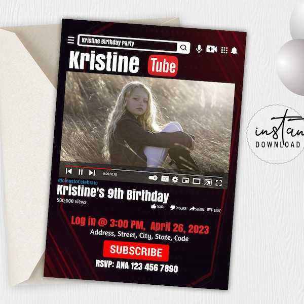 Youtube Invitation - Etsy