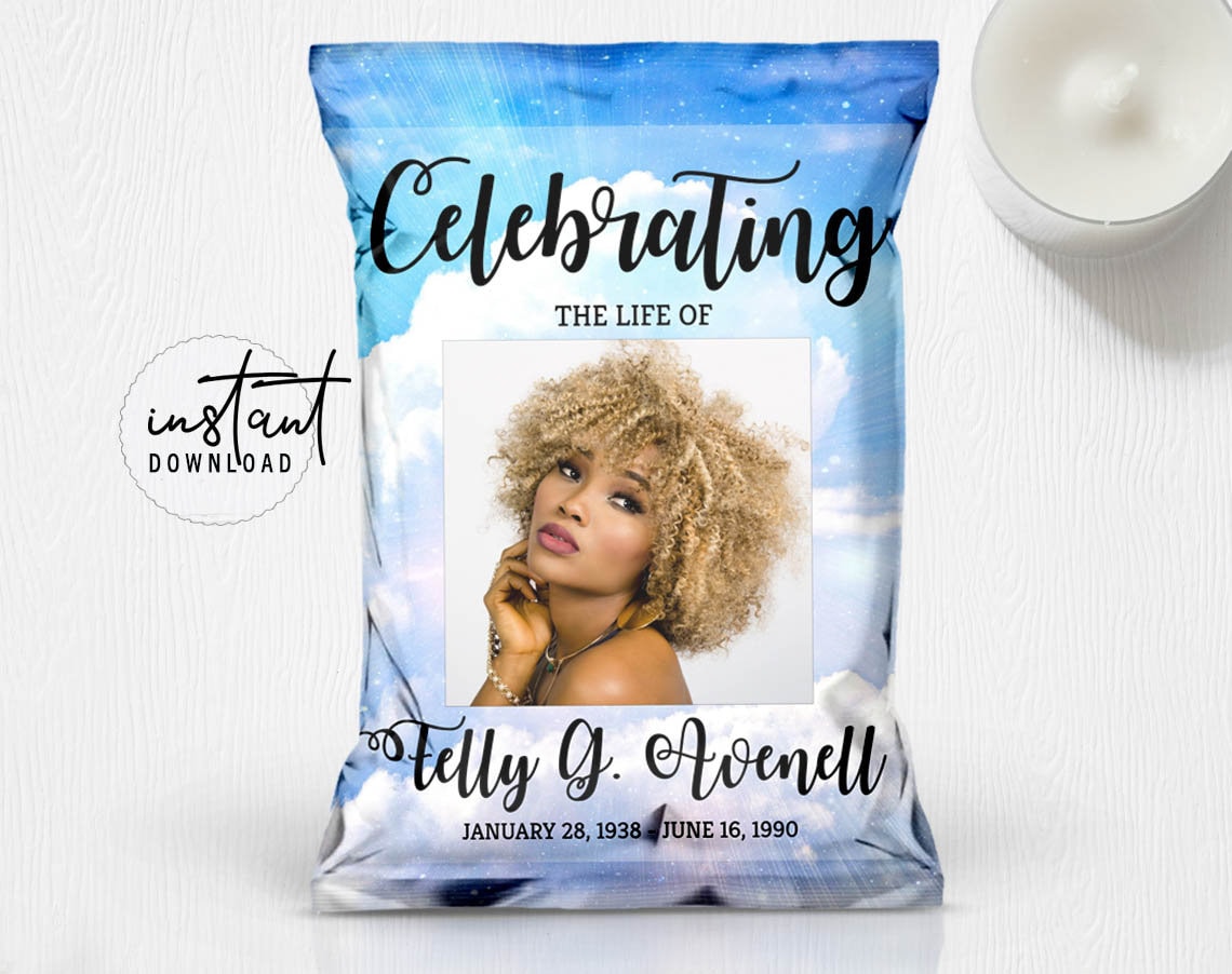 Funeral Chip Bag Label Memorial Chip Bag Funeral Clouds - Etsy