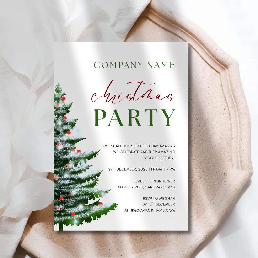 Editable Corporate Christmas Party Invitation, Holiday Staff Invite ...