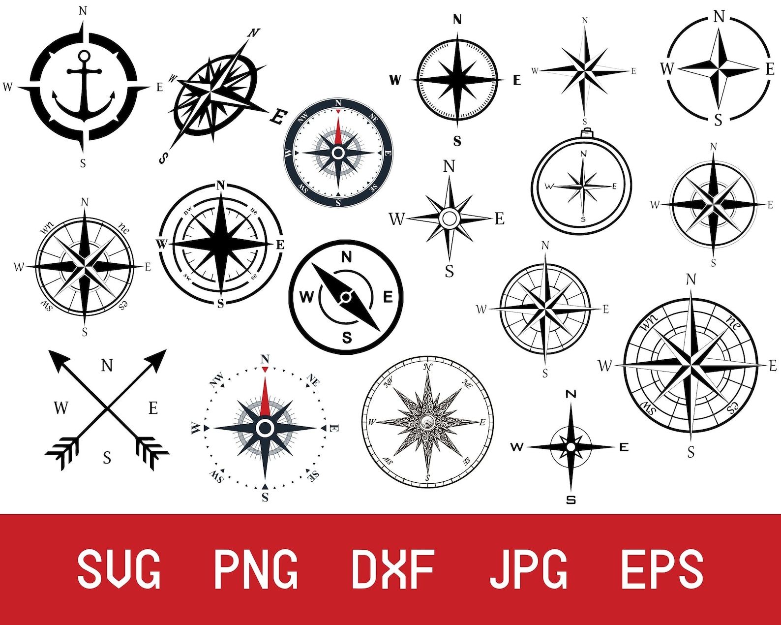 Compass & Anchor SVG Bundle: Nautical Clipart (digital Download) - Etsy