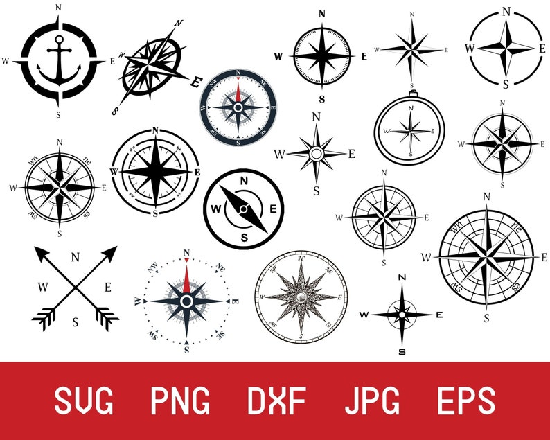 Compass Svg Anchor Svg Engraved Compass Cruise Svg Marine - Etsy
