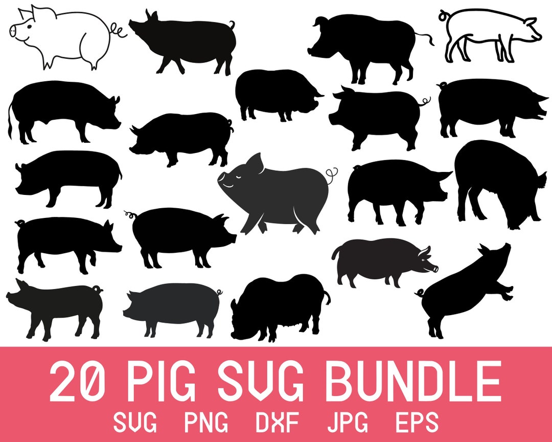 Pig Svg Bundle, Pig Face Svg, Pig Cut File, Animal Face Svg, Farm ...