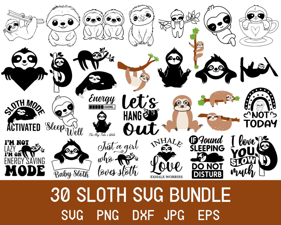 Sloth Svg, Sleeping Sloth Svg, Hanging Sloth, Sloth Cut File, Sloth ...
