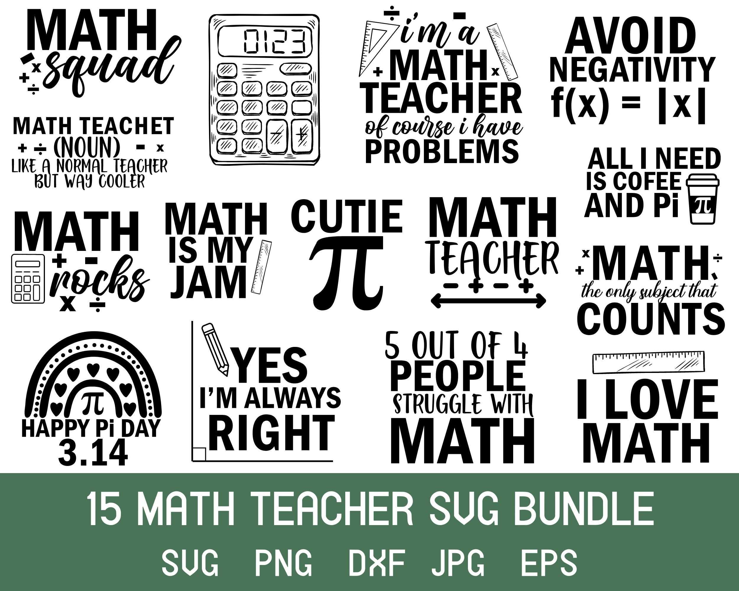 Math Teacher SVG Bundle: Cricut Cut Files (digital Download) - Etsy