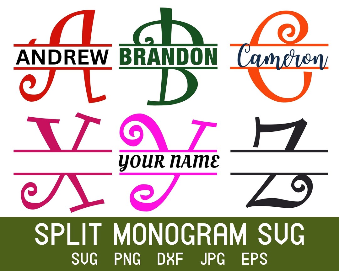 Split Monogram Svg Bundle: Cricut & Silhouette Designs (digital ...