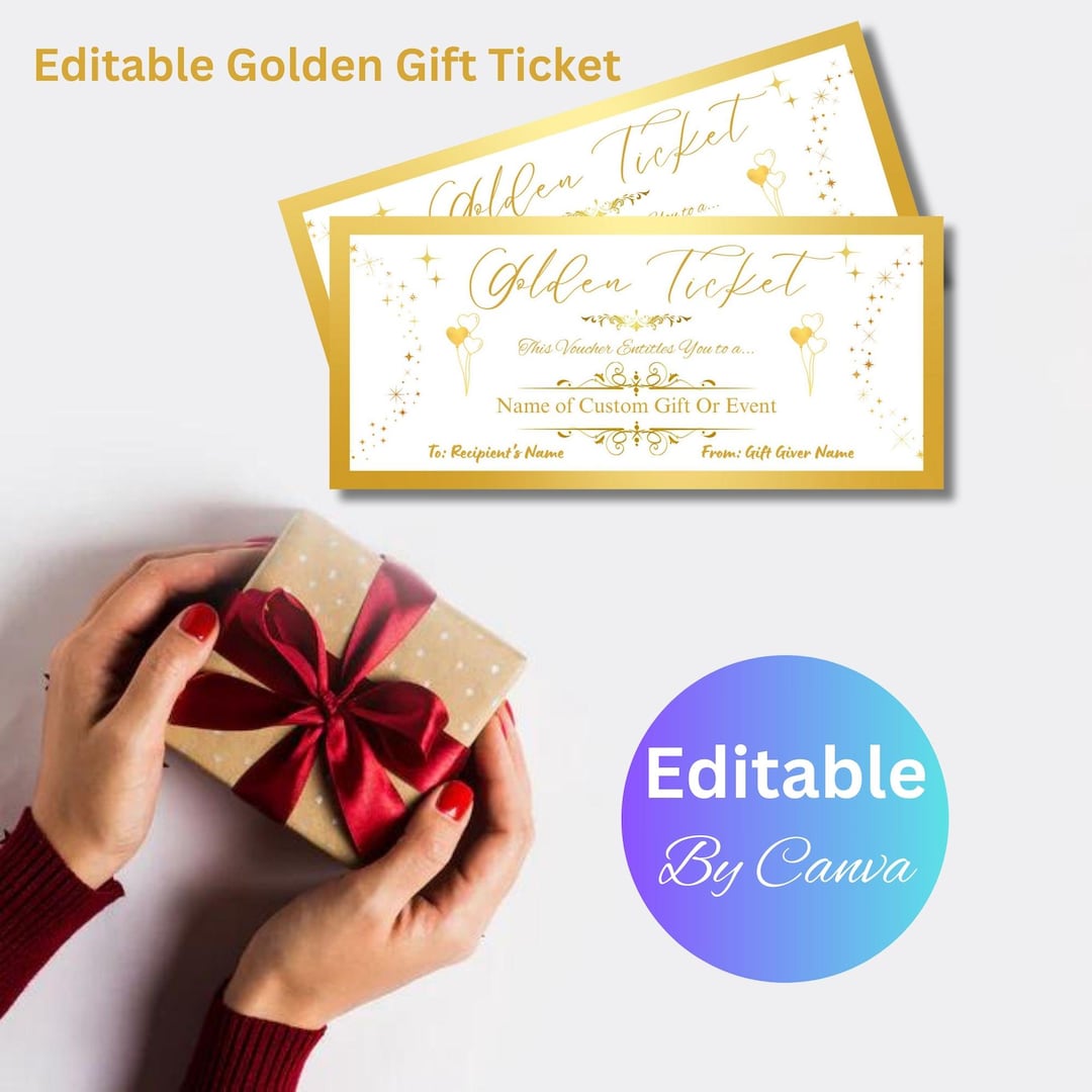 Personalized Golden Ticket Gift | Editable Coupon Voucher | Printable ...