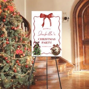 Editable Christmas Party Welcome Sign, Whimsical Holiday Sign Board ...