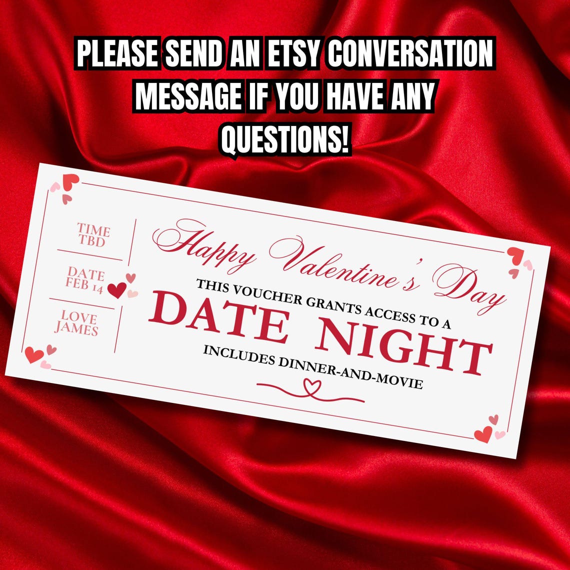 Valentine's Day Date Night Gift Voucher: Editable Printable Ticket ...