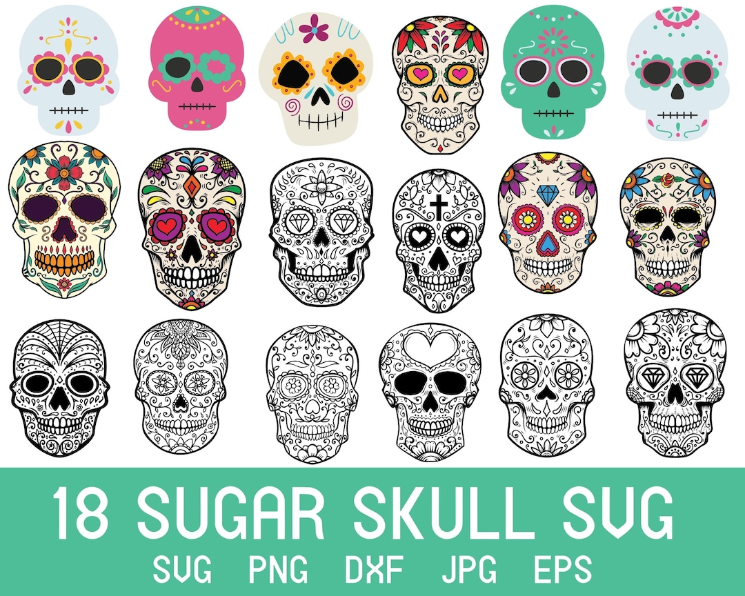 Sugar Skull Svg, Skulls Svg, Skull Png, Skull Svg Bundle, Dancing ...