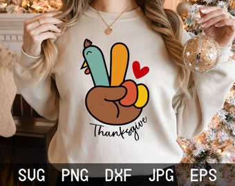Thanksgiving Peace Sign Turkey Png Thankful Fall Autumn Hand - Etsy