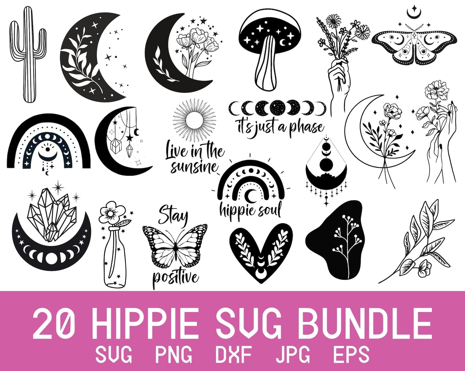 Hippie SVG Bundle, Boho Rainbow, Retro Flower (digital Download) - Etsy