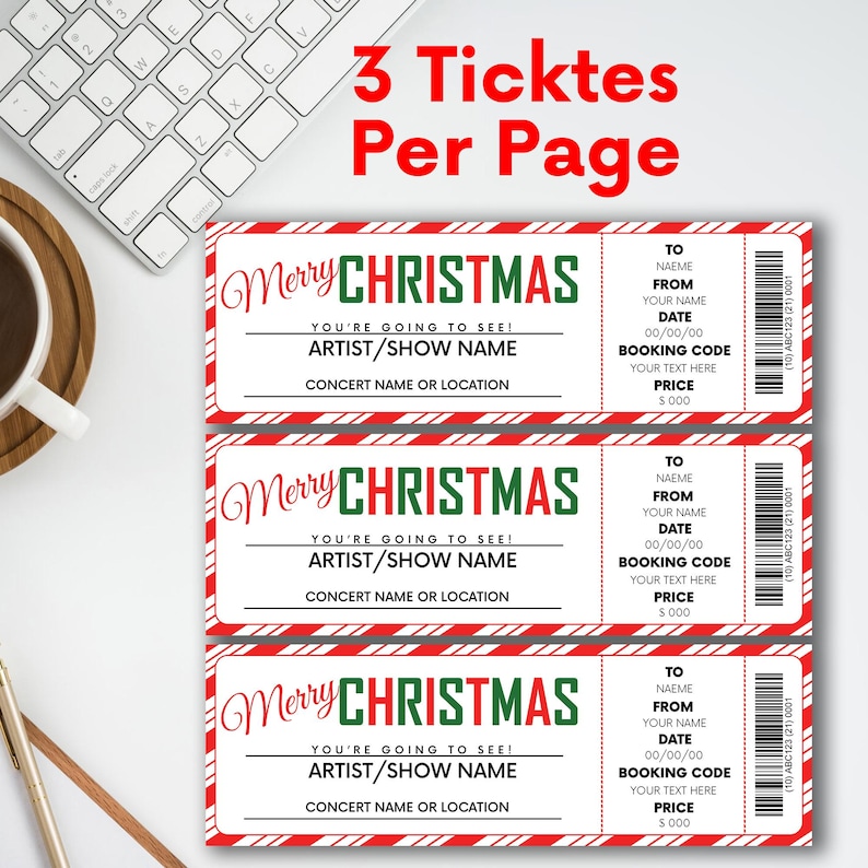 Editable Christmas Concert Ticket Template: Printable Surprise Gift ...