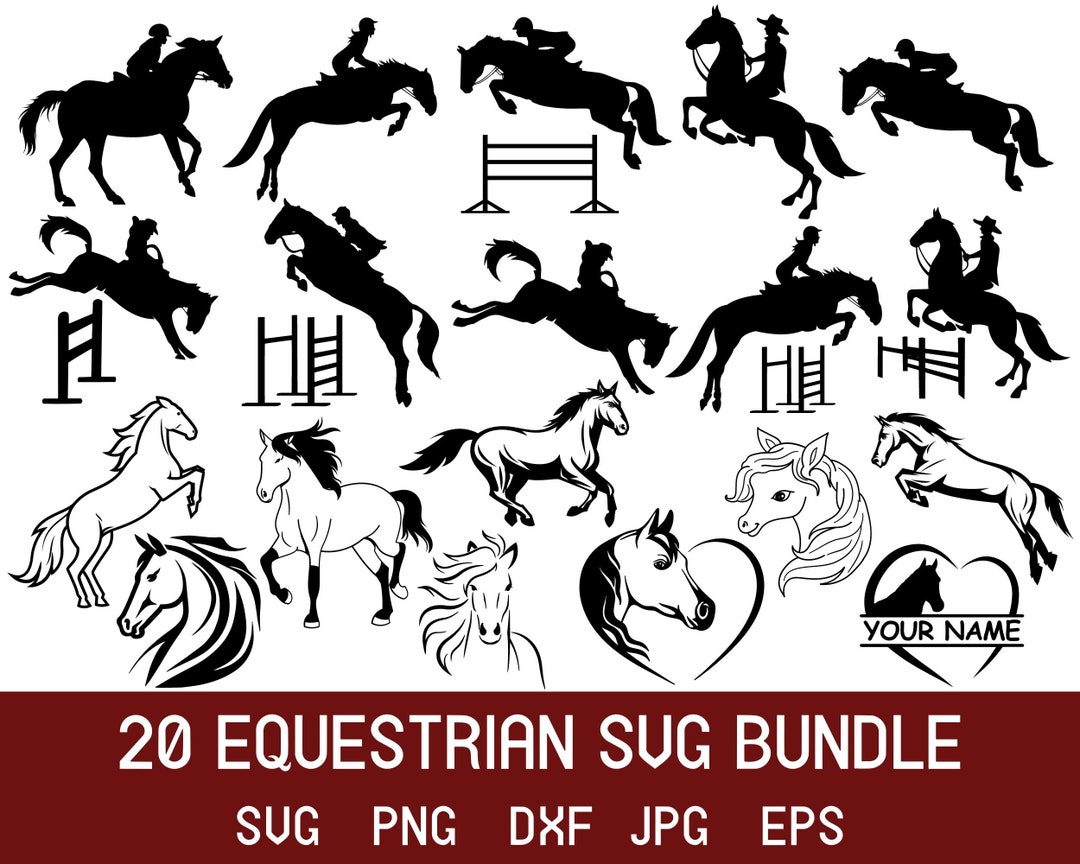 Equestrian Horse Riding SVG Bundle: Silhouette Designs (digital ...