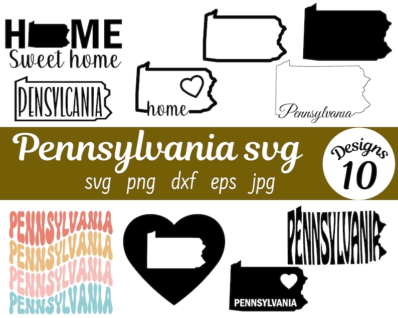 Pennsylvania State Outline SVG: Home Sweet Home, Cricut Design (digital ...