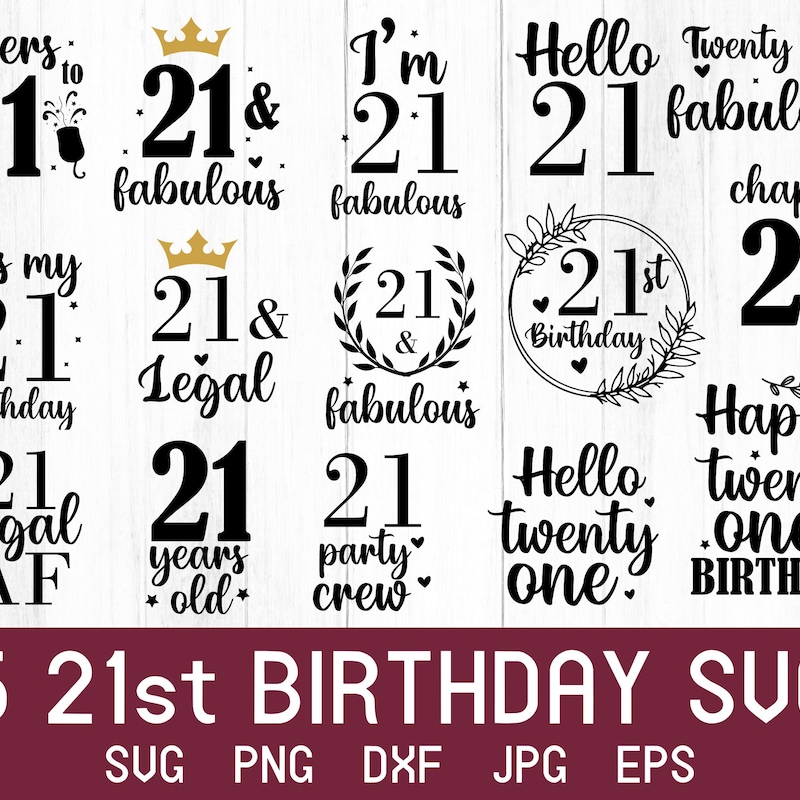 21st Birthday Svg - Etsy