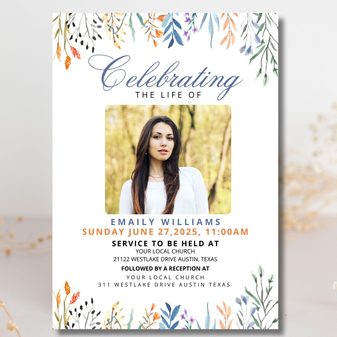 Editable Funeral Evite Digital Funeral Invitation Electronic Funeral ...