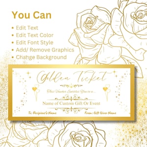 Personalized Golden Ticket Gift | Editable Coupon Voucher | Printable ...