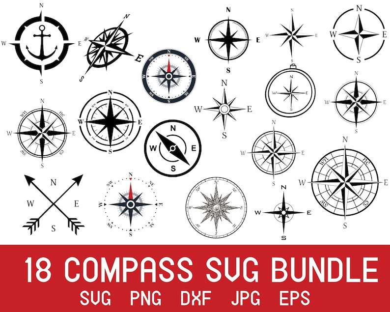 Compass Svg Anchor Svg Engraved Compass Cruise Svg Marine - Etsy