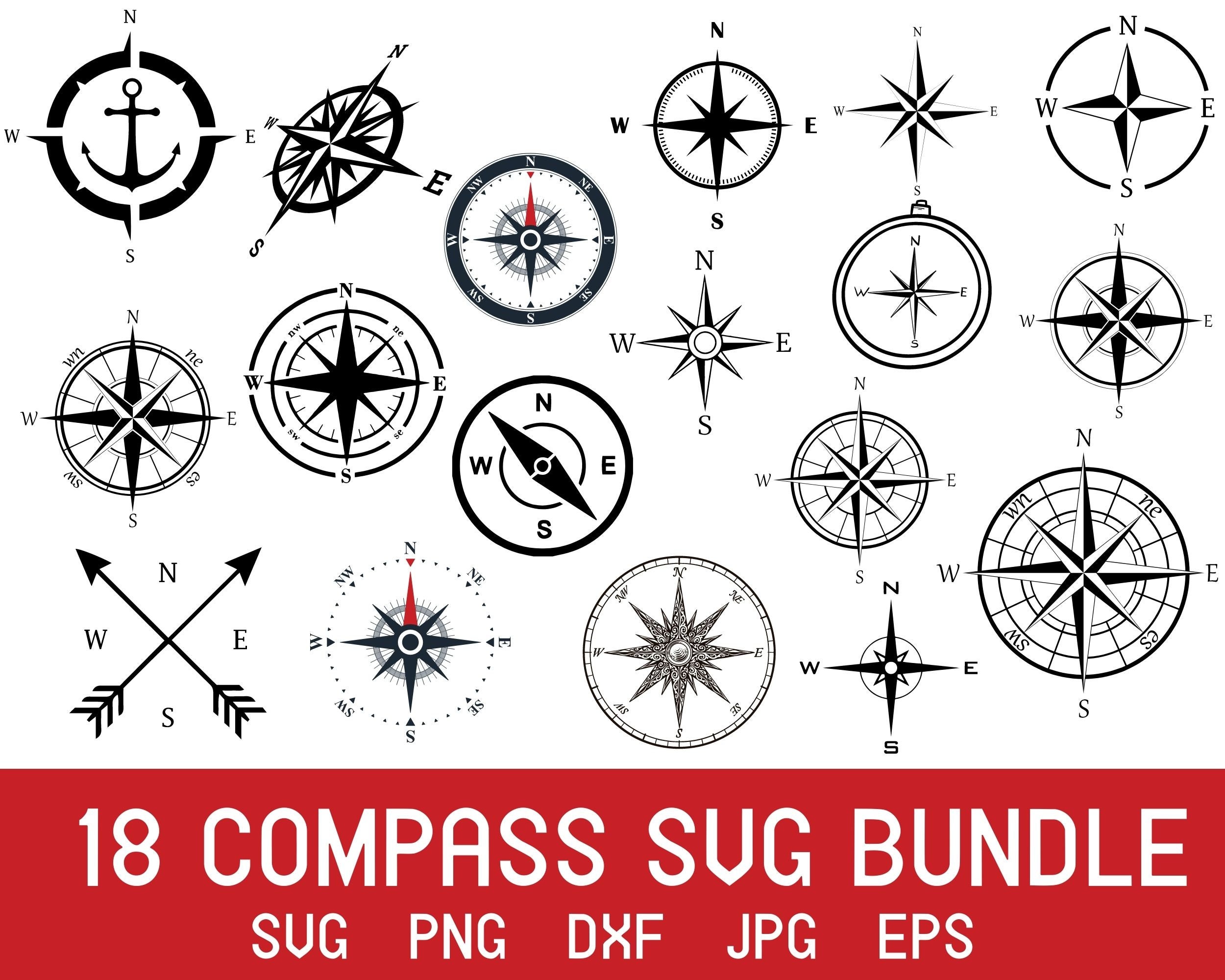 Compass Svg Anchor Svg Engraved Compass Cruise Svg Marine - Etsy
