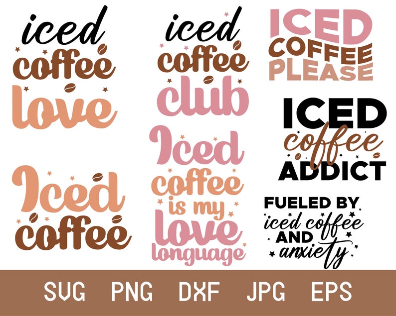 Iced Coffee SVG Bundle: Trendy Coffee Cup Designs (PNG) - Etsy