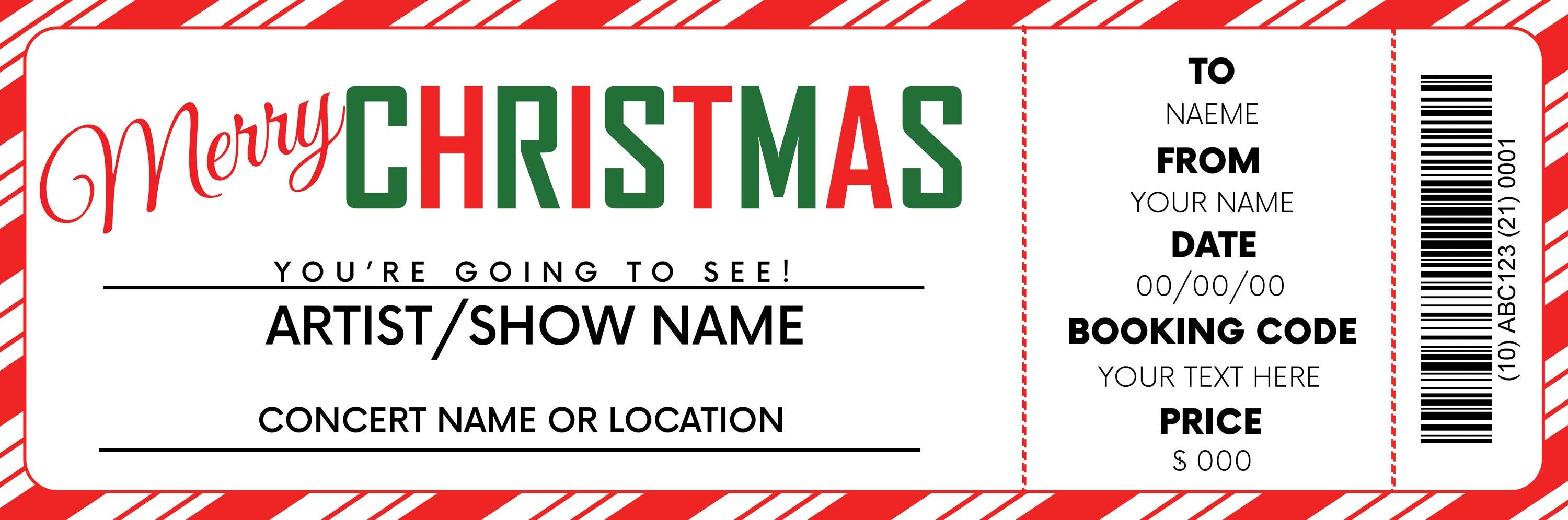 Editable Christmas Concert Ticket Template: Printable Surprise Gift ...
