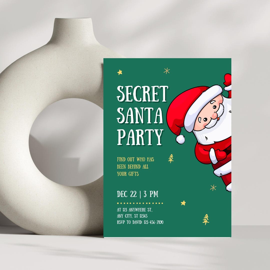 Minimalist Secret Santa Invitation Template Modern Christmas Gift ...