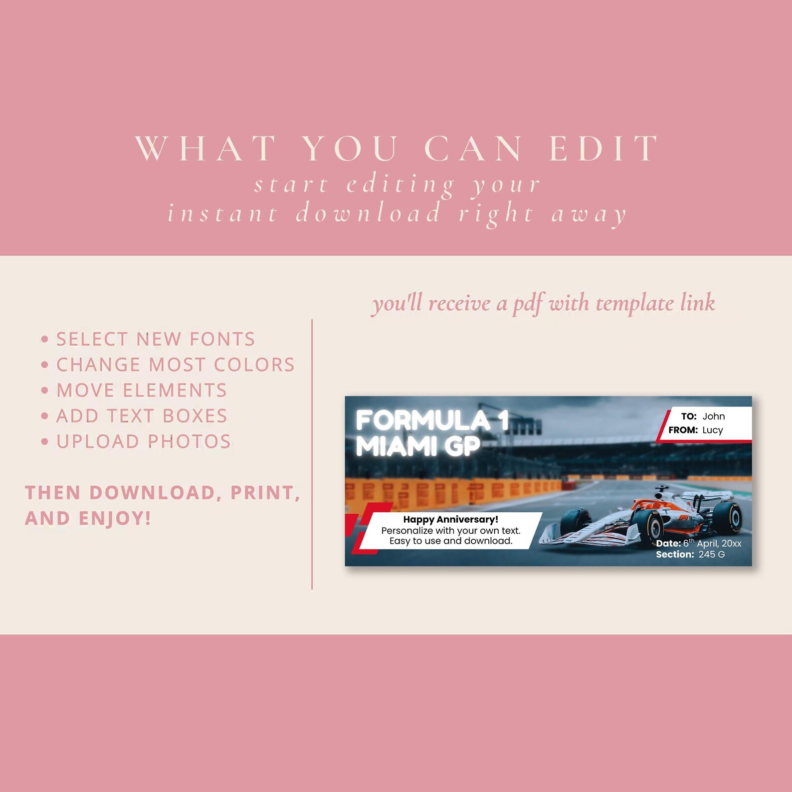 Austrian GP Faux Ticket: Editable Race Keepsake (instant Download) - Etsy