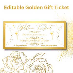 Personalized Golden Ticket Gift | Editable Coupon Voucher | Printable ...